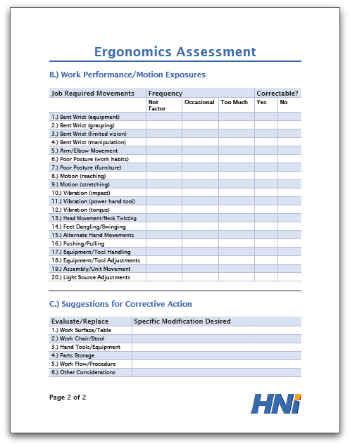 Ergonomics Assessment Template